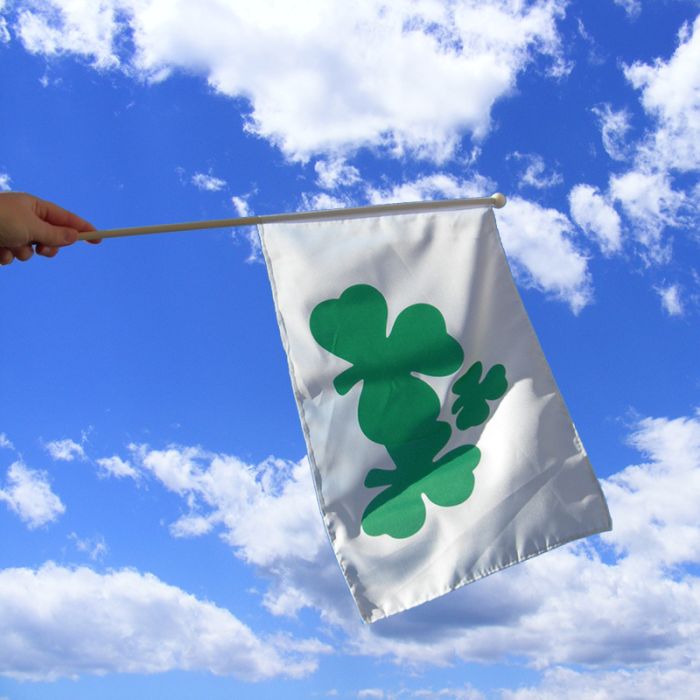 Shamrock hand waving flag | Irish Shamrock hand flag | The Flag Shop