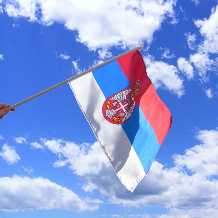 Serbia hand waving flag | Serbia hand flag | The Flag Shop